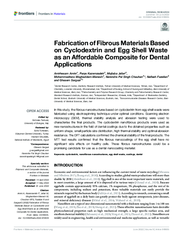 (PDF) Fabrication of Fibrous Materials Based on Cyclodextrin and Egg Shell Waste as an ...