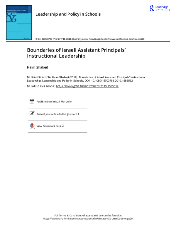 (PDF) Boundaries of Israeli Assistant Principals’ Instructional Leadership