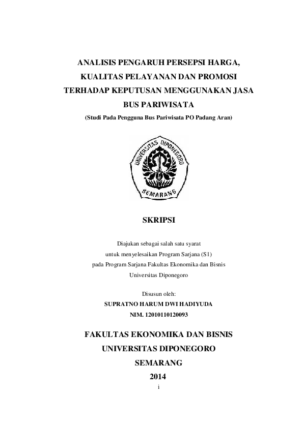 (PDF) ANALISIS PENGARUH PERSEPSI HARGA,KUALITAS PELAYANAN DAN PROMOSITERHADAP KEPUTUSAN ...