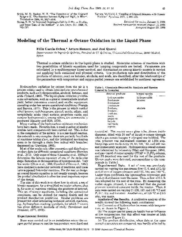 (PDF) Modeling of the thermal n-octane oxidation in the liquid phase