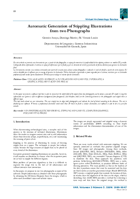 (PDF) Automatic Generation of Stippling Illustrations from two Photographs | german arroyo ...