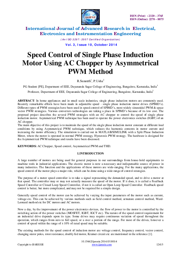 (PDF) Speed Control of Single Phase Induction Motor Using AC Chopper by Asymmetrical PWM Method