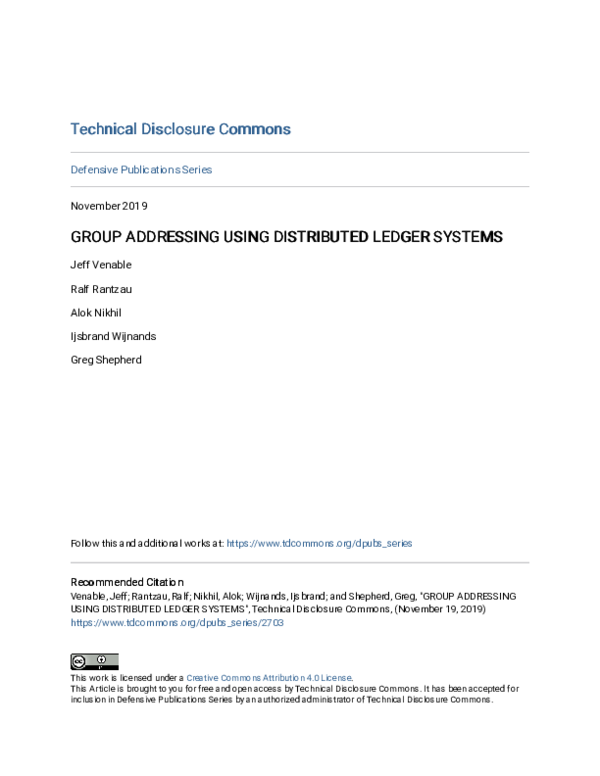 (PDF) Group Addressing Using Distributed Ledger Systems