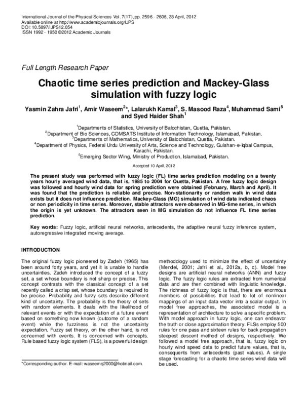Pdf Chaotic Time Series Prediction And Mackey Glass Simulation With