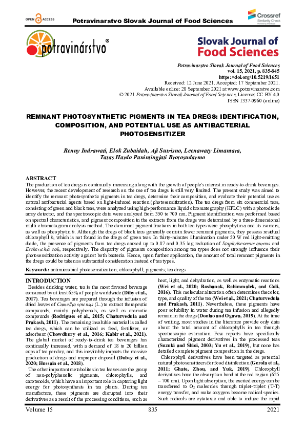 (PDF) Identifying Photosynthetic Pigments in Tea Dregs for ...