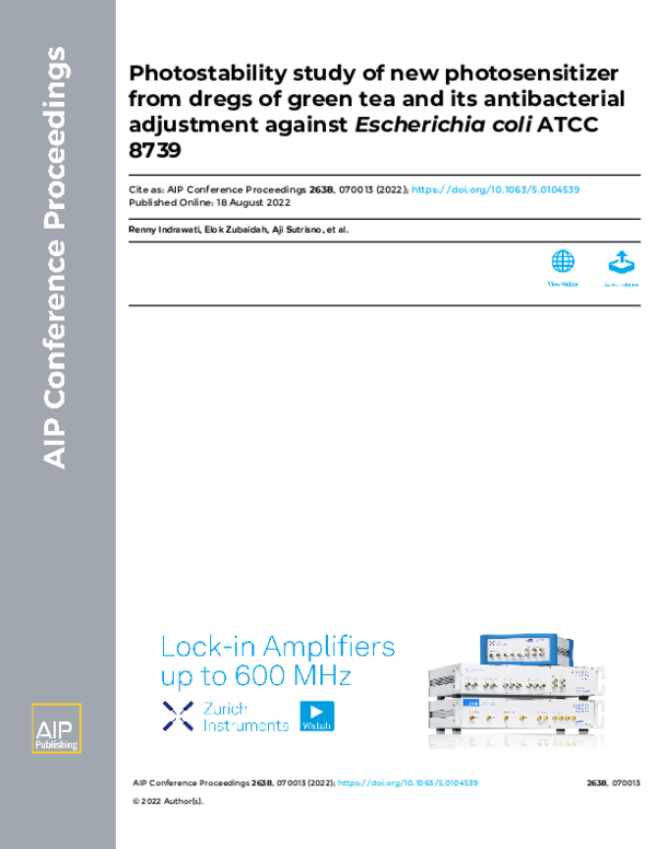 (PDF) Photostability study of new photosensitizer from dregs of green ...