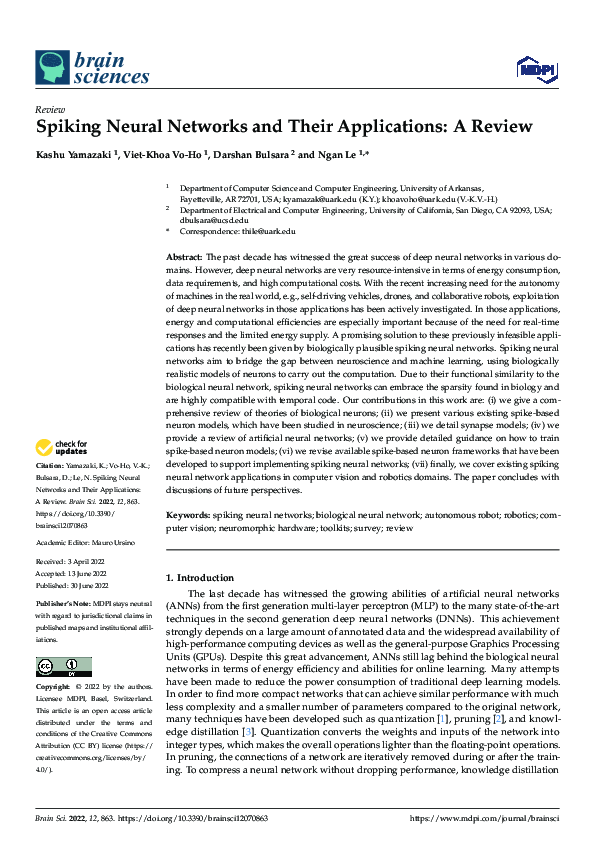 (PDF) Spiking Neural Networks and Their Applications: A Review