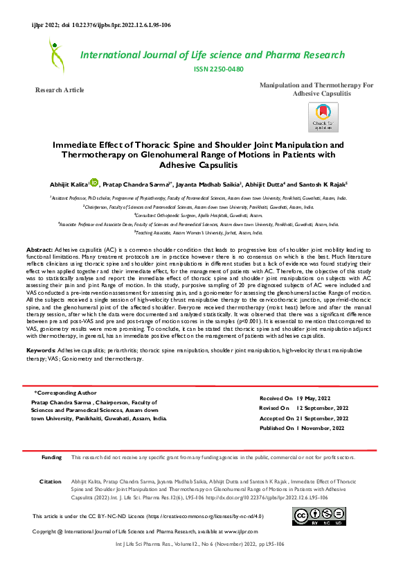 (PDF) Immediate Effect of Thoracic Spine and Shoulder Joint ...