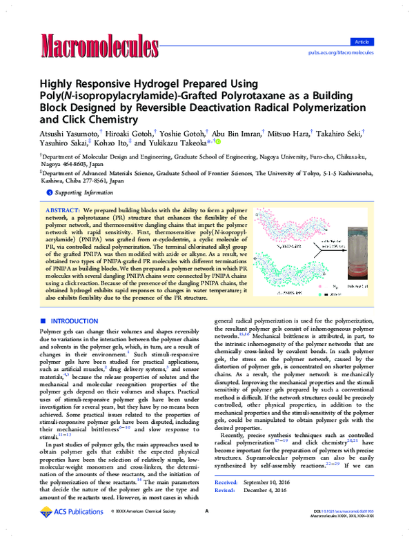 (PDF) Highly Responsive Hydrogel Prepared Using Poly(N ...