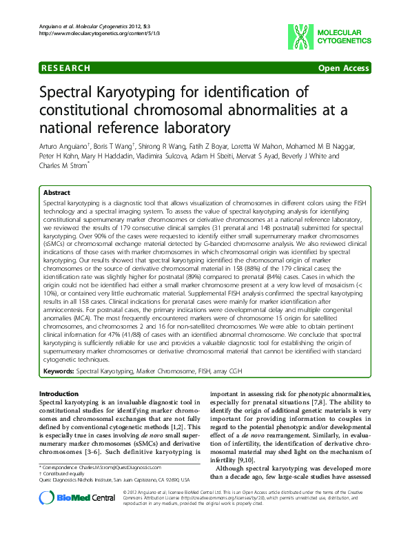 (PDF) Spectral Karyotyping for identification of constitutional ...