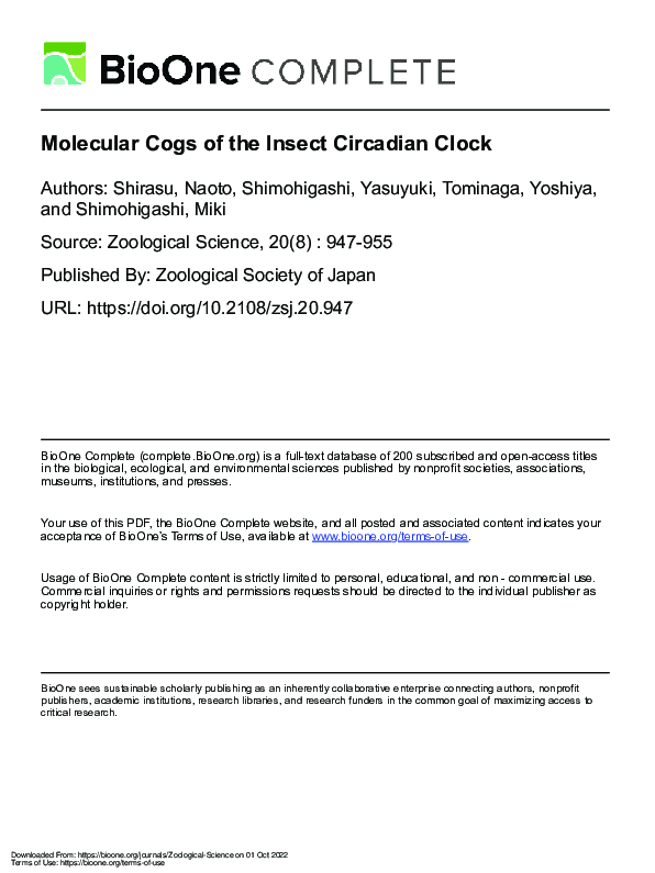 (PDF) Molecular Cogs of the Insect Circadian Clock