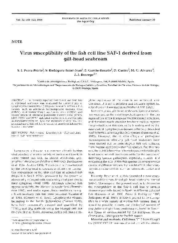 (PDF) Virus susceptibility of the fish cell line SAF-1 derived from ...