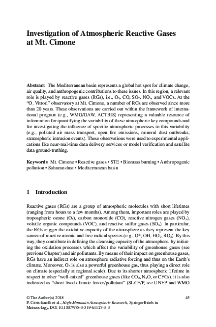 (PDF) Investigation of Atmospheric Reactive Gases at Mt. Cimone | Tony ...