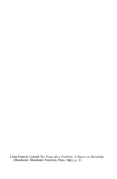(PDF) Jean Francois Lyotard's 'The Postmodern Condition: A Report on ...
