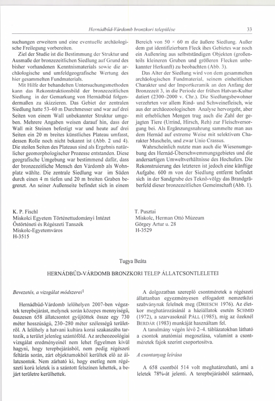 (PDF) Hernádbűd-Várdomb bronzkori telep állatcsontleletei