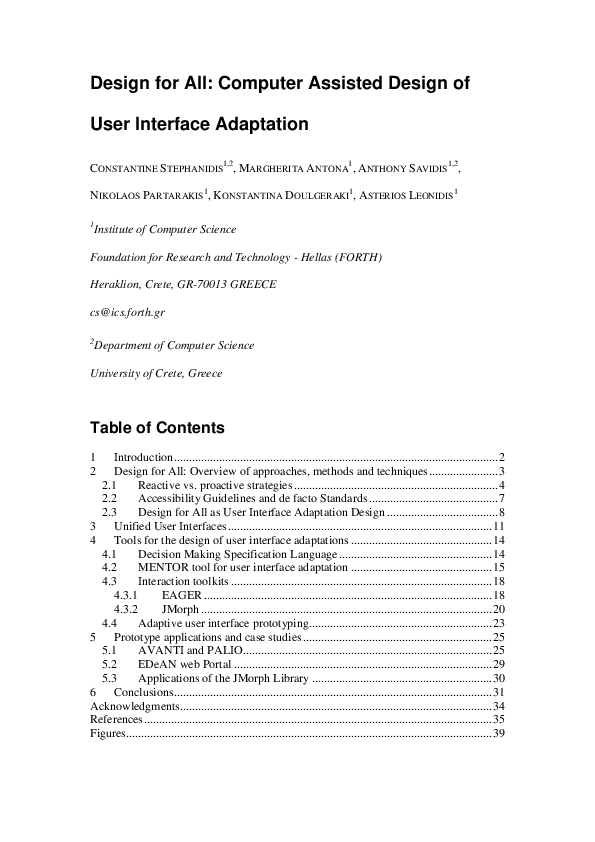 (PDF) Design for All: Computer‐Assisted Design of User Interface Adaptation