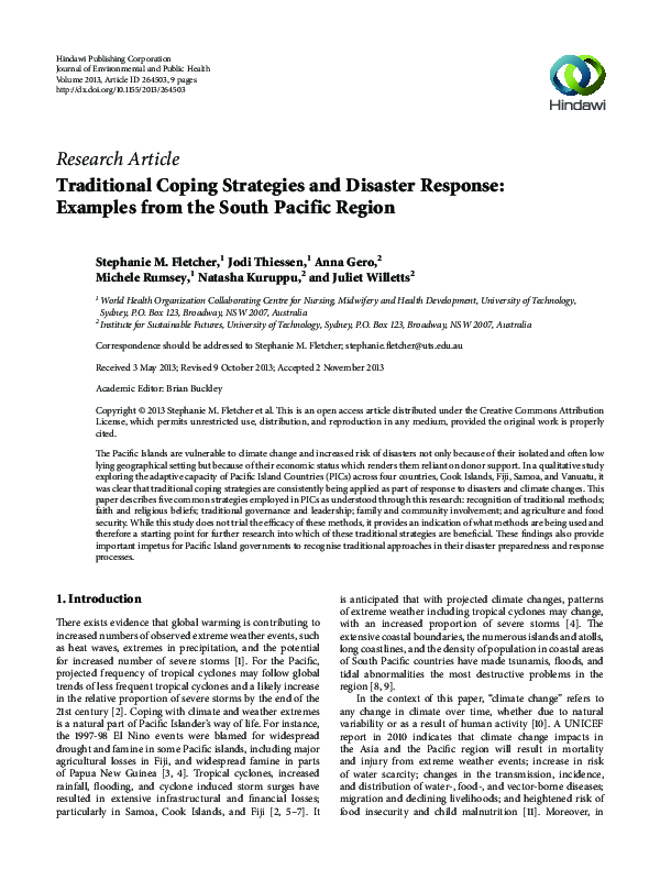 (PDF) Traditional Coping Strategies and Disaster Response: Examples ...