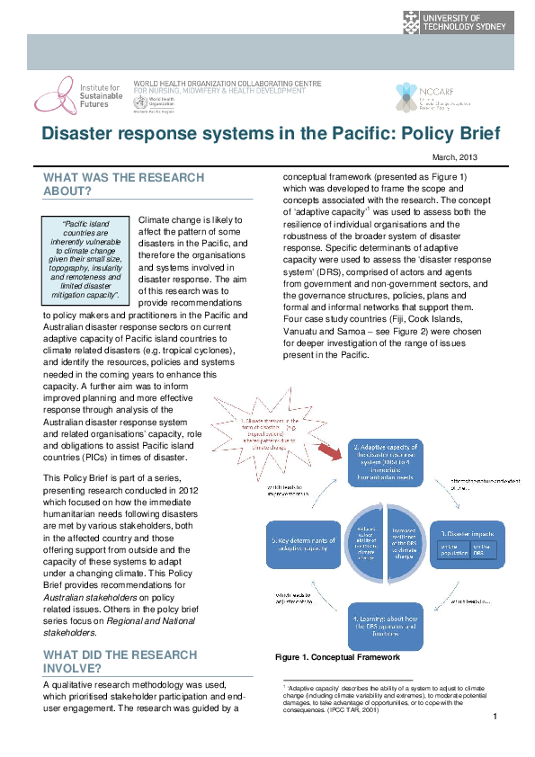 (PDF) Disaster response systems in the Pacific: Policy Brief for ...