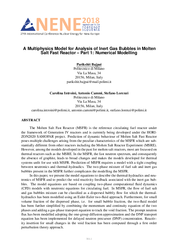 (PDF) A multiphysics model for analysis of inert gas bubbles in Molten ...