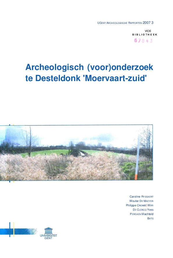 (PDF) Archeologisch vooronderzoek te Desteldonk Moervaart Zuid