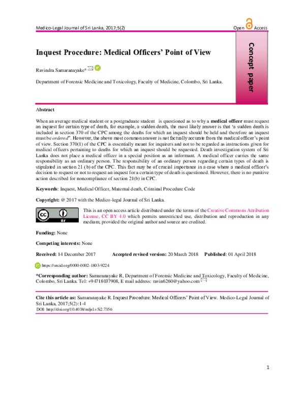 (PDF) Inquest procedure: medical officers’ point of view