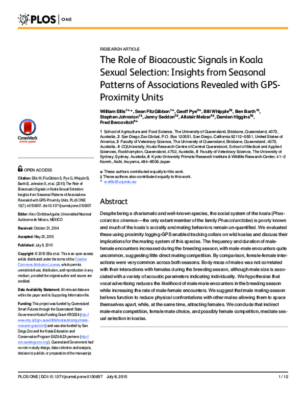 (PDF) The Role of Bioacoustic Signals in Koala Sexual Selection ...