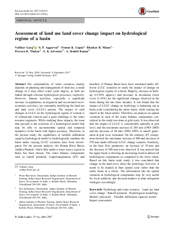 (PDF) Assessment of land use land cover change impact on hydrological regime of a basin