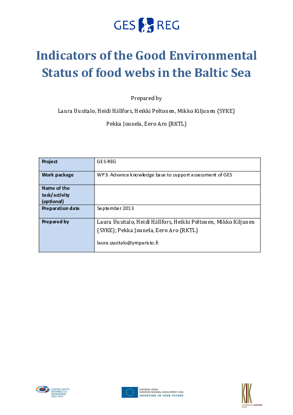 (PDF) Indicators of the Good Environmental Status of food webs in the ...