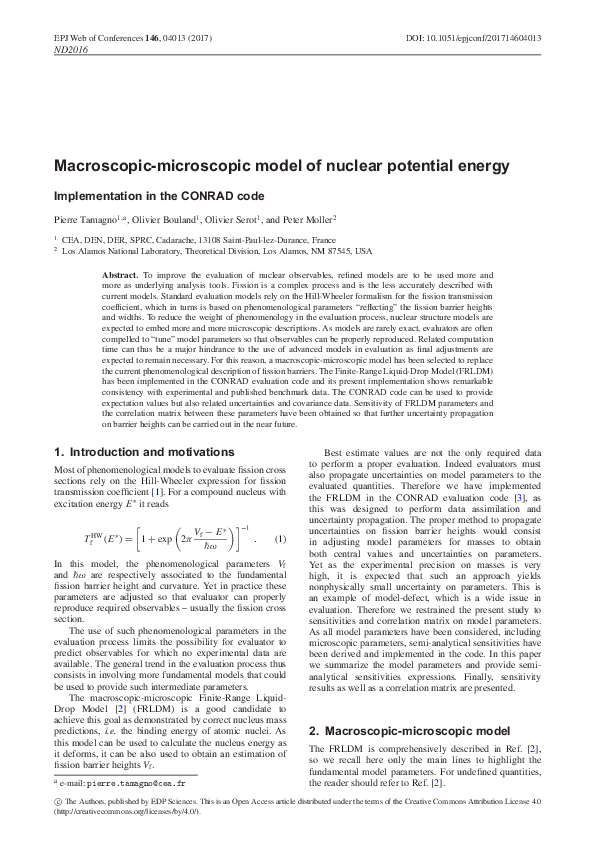 (PDF) Macroscopic-microscopic model of nuclear potential energy