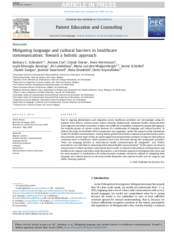 (PDF) Mitigating language and cultural barriers in healthcare ...