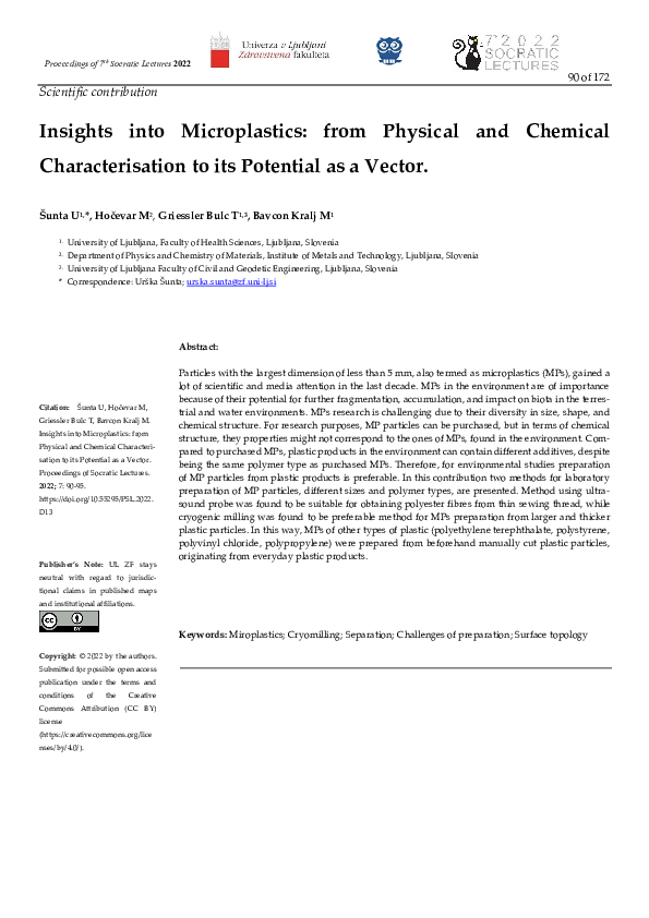 (PDF) Insights into Microplastics: from Physical and Chemical ...