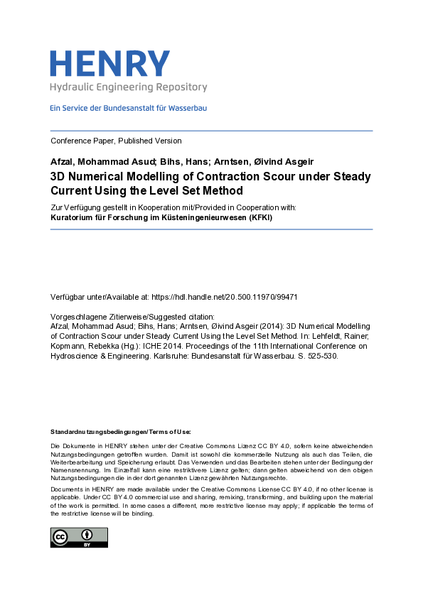 (PDF) 3D Numerical Modelling of Contraction Scour under Steady Current ...