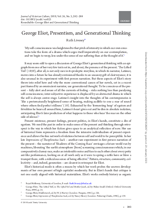 (PDF) George Eliot, Presentism, and Generational Thinking