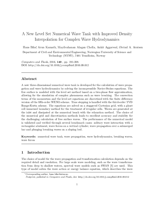 Pdf A New Level Set Numerical Wave Tank With Improved Density Interpolation For Complex Wave