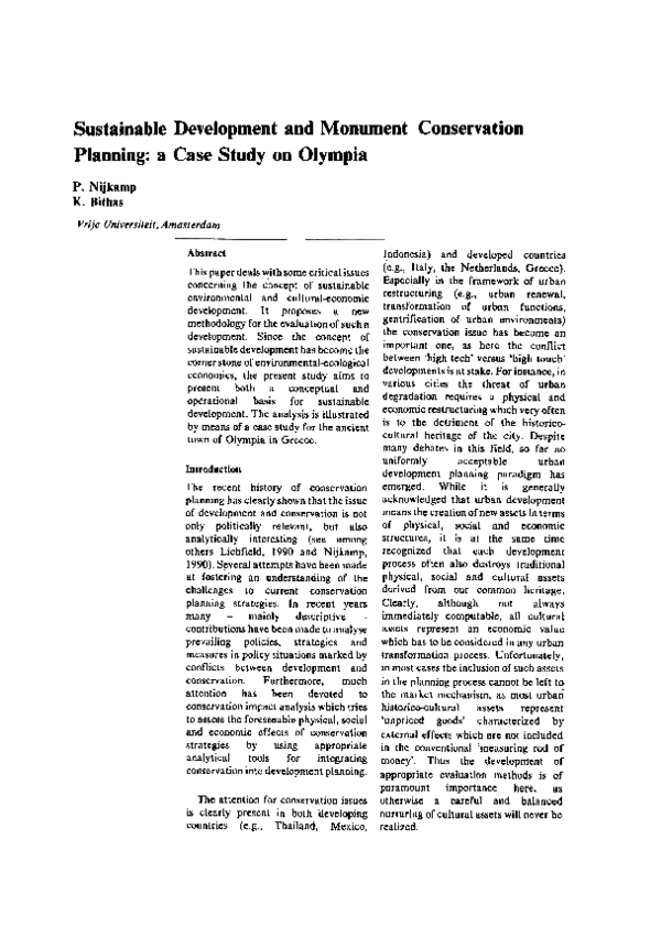 (PDF) Sustainable development and monument conservation : planning a ...