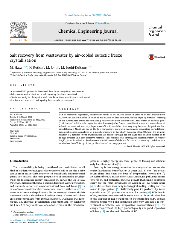 (PDF) Salt recovery from wastewater by air-cooled eutectic freeze ...