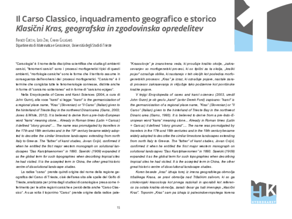 (PDF) Il Carso Classico, inquadramento geografico e storico