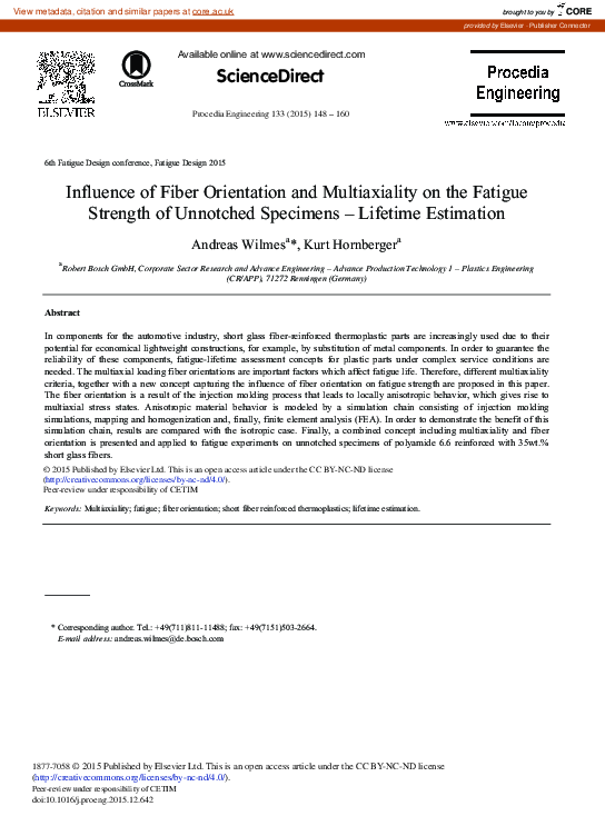 (PDF) Influence of Fiber Orientation and Multiaxiality on the Fatigue ...