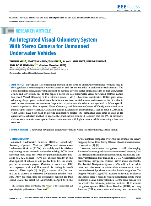 (PDF) An Integrated Visual Odometry System With Stereo Camera for ...