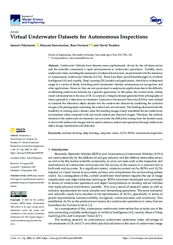 (PDF) Virtual Underwater Datasets for Autonomous Inspections