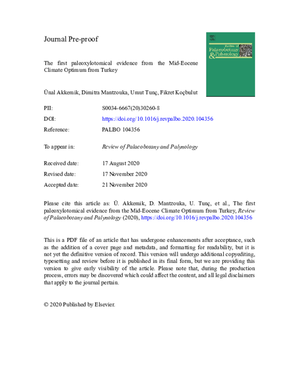 (PDF) The first paleoxylotomical evidence from the Mid-Eocene Climate ...