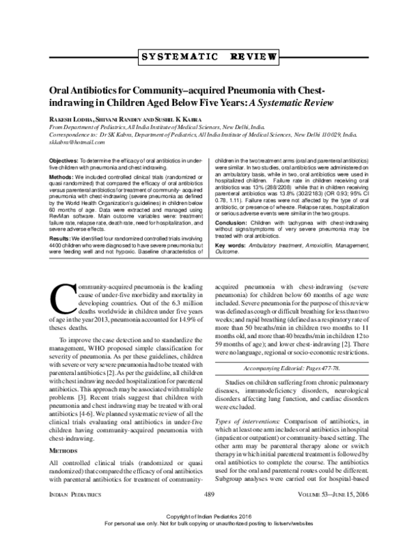 (PDF) Oral antibiotics for community–acquired pneumonia with chest ...