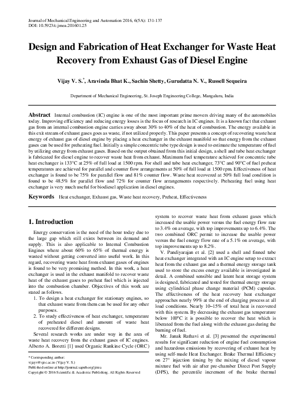 (PDF) Design of Heat Exchanger for Waste Heat Recovery from Exhaust Gas ...