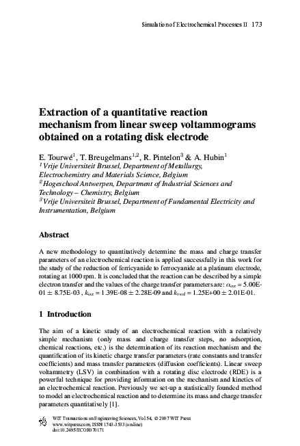 (PDF) Extraction of a quantitative reaction mechanism from linear sweep ...