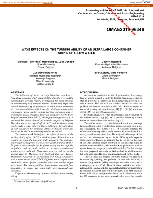 (PDF) Wave Effects on the Turning Ability of an Ultra Large Container ...