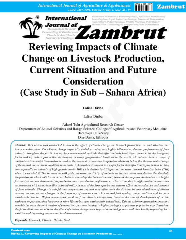 (PDF) Reviewing Impacts of Climate Change on Livestock Production, Current Situation and Future ...