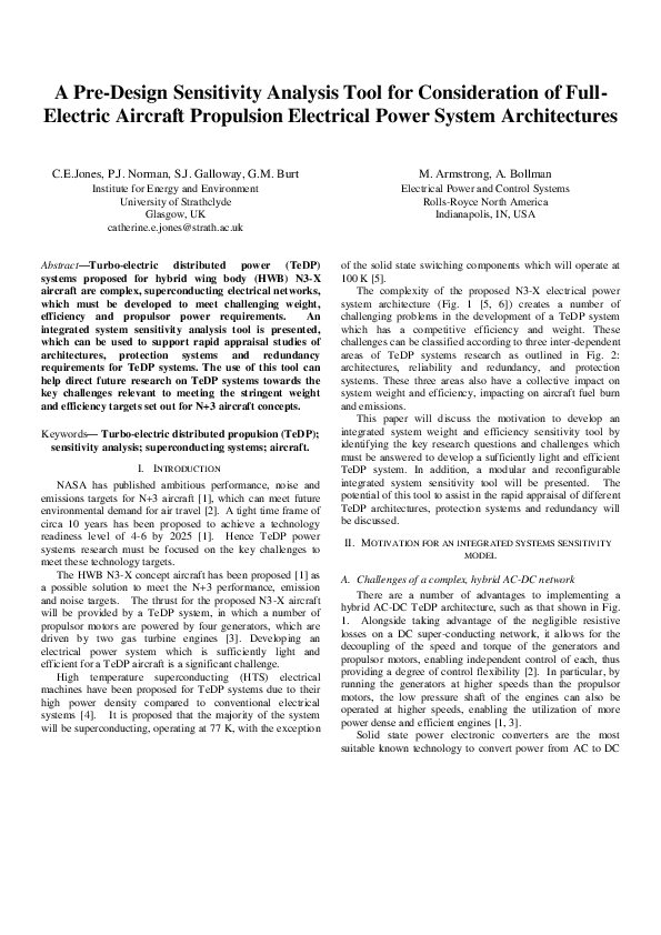 (PDF) A pre-design sensitivity analysis tool for consideration of full-electric aircraft ...
