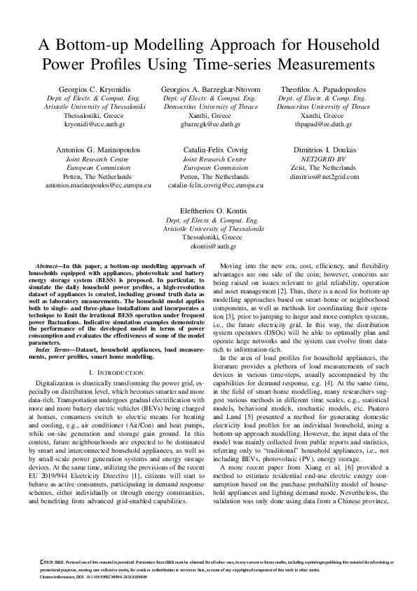 (PDF) A Bottom-up Modelling Approach for Household Power Profiles Using ...