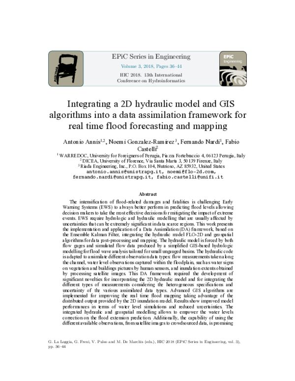 (PDF) Integrating a 2D Hydraulic Model and GIS Algorithms into a Data Assimilation Framework for ...