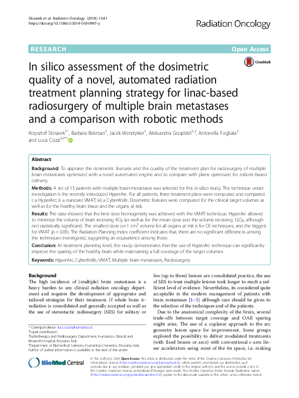 (PDF) In silico assessment of the dosimetric quality of a novel ...